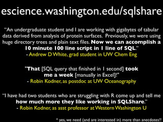 A case for teaching SQL to scientists | PPT