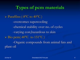 phase change materials by dhandabani,anna university,CEG,chennai. | PPTX
