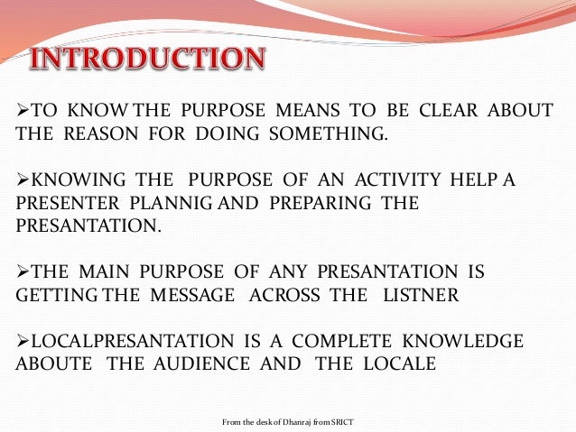 defining purpose of presentation