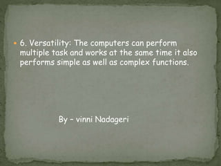 Defination & charcterstics of Computer | PPTX | Data Storage and ...