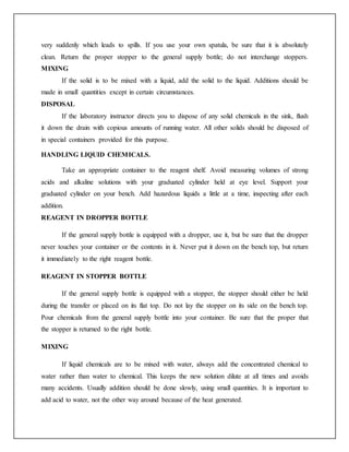 PREPARING CHEMICAL SOLUTIONS – MEASURING AND HANDLING SOLID CHEMICALS ...