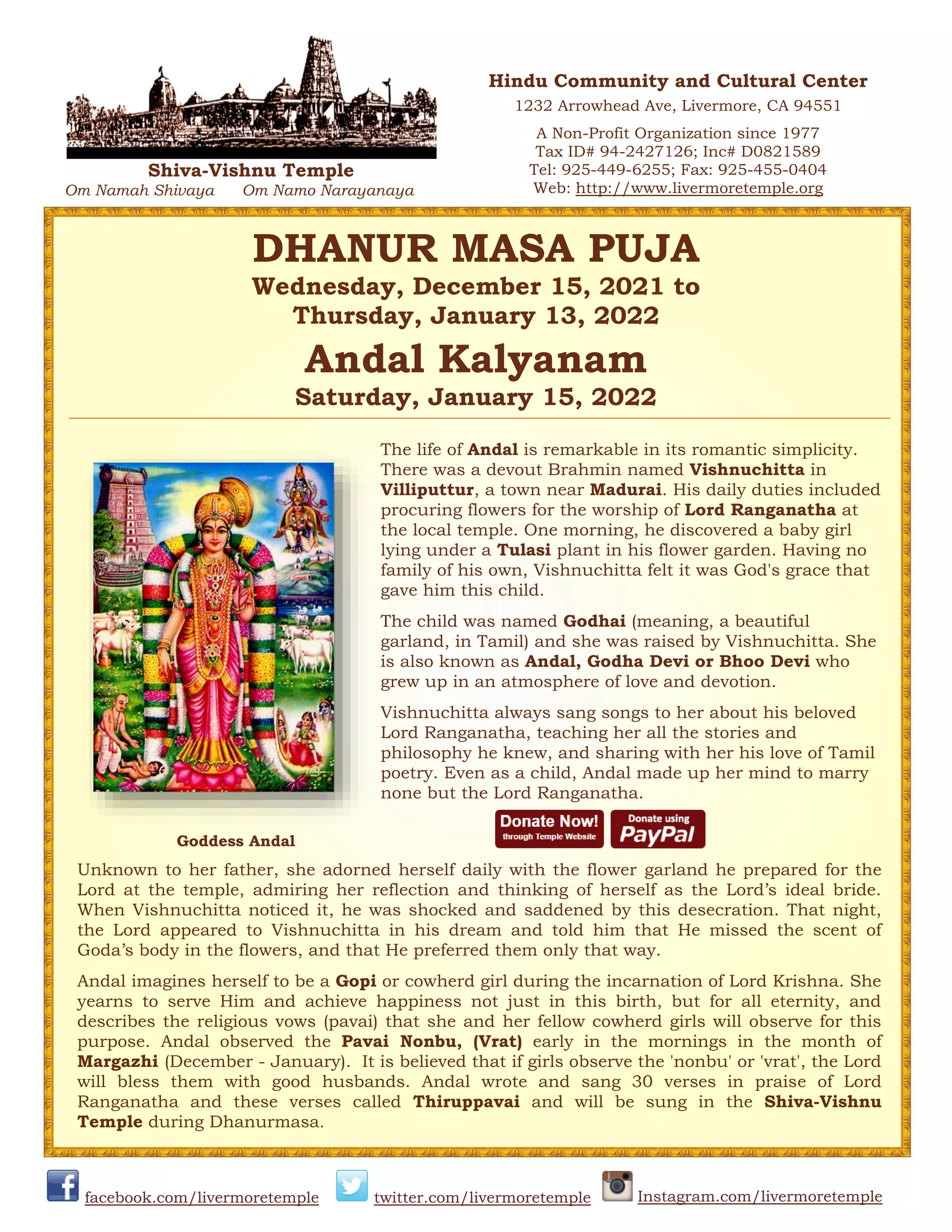 Dhanurmasa puja-andal-kalyanam | PDF
