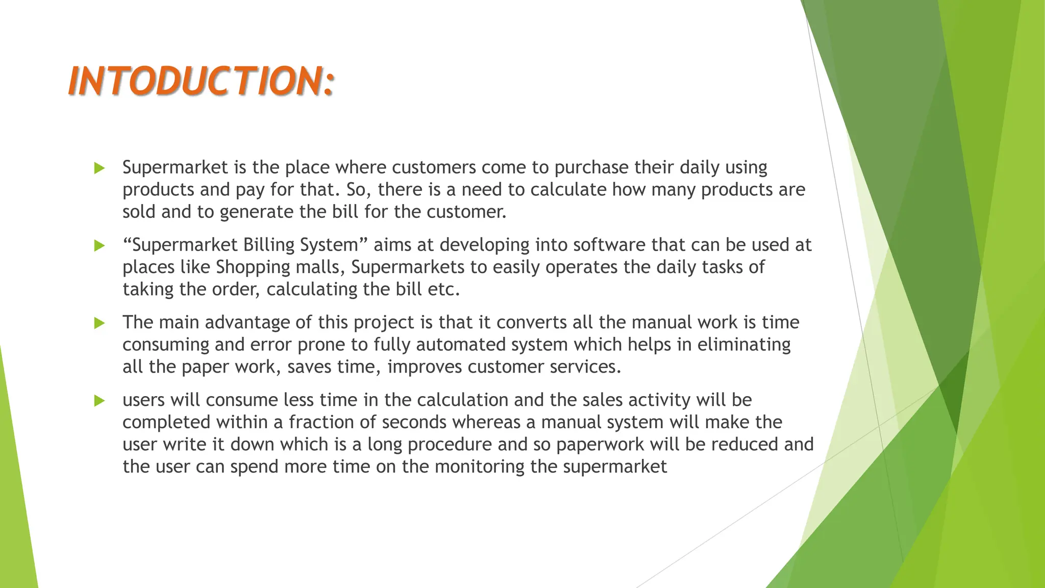 Super market billing system report in python | PPTX