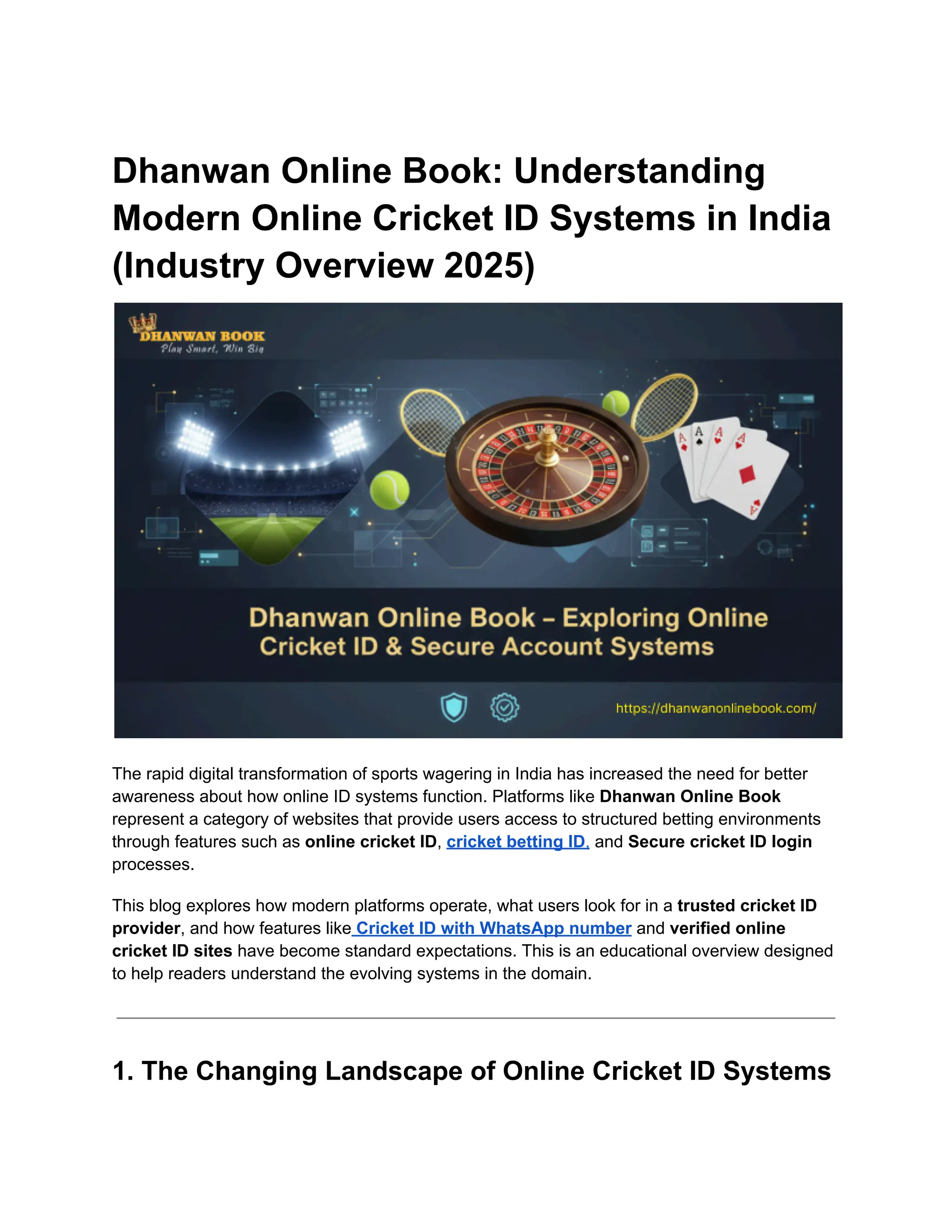 Dhanwan Online Book_ Understanding Modern Online Cricket ID Systems in India (Industry Overview ...