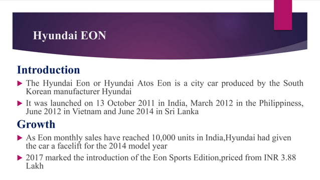 Success story of Hyundai and life cycle stages of Creta and eon. | PPTX ...