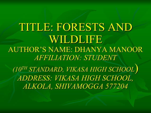 Forest and wildlife | PDF | Geography | Science