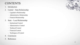 Central state local relationship | PPTX | Law