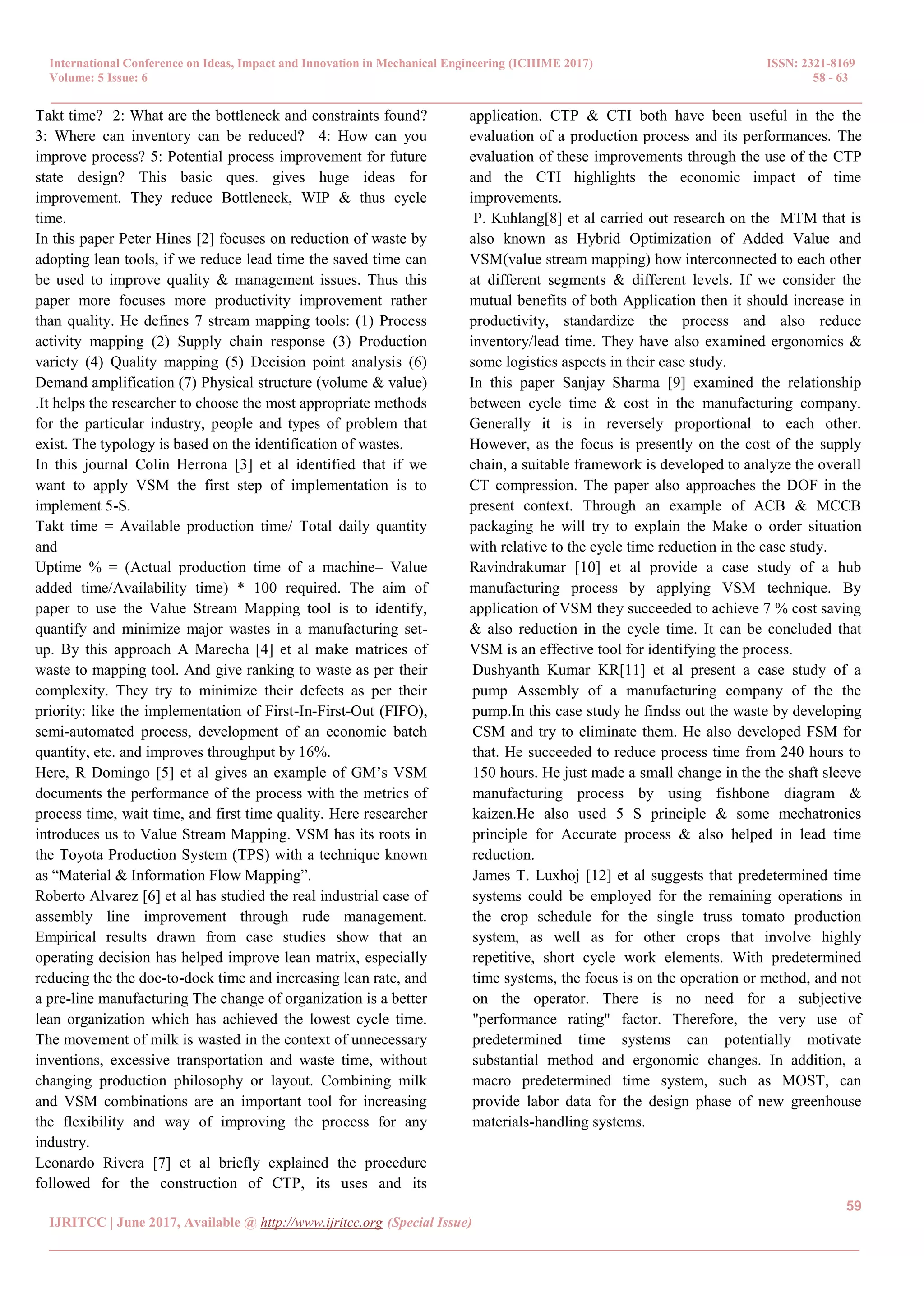 A Case Study on Productivity Improvement of Assembly line using VSM Methodology | PDF ...
