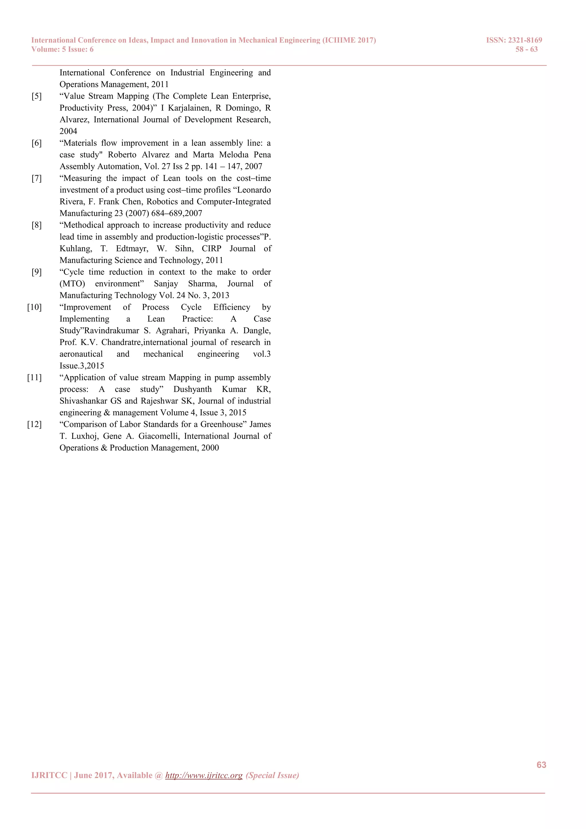 A Case Study on Productivity Improvement of Assembly line using VSM Methodology | PDF ...