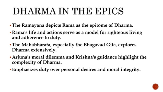 Dharma in Indian Philosophy - An Overview | PPTX