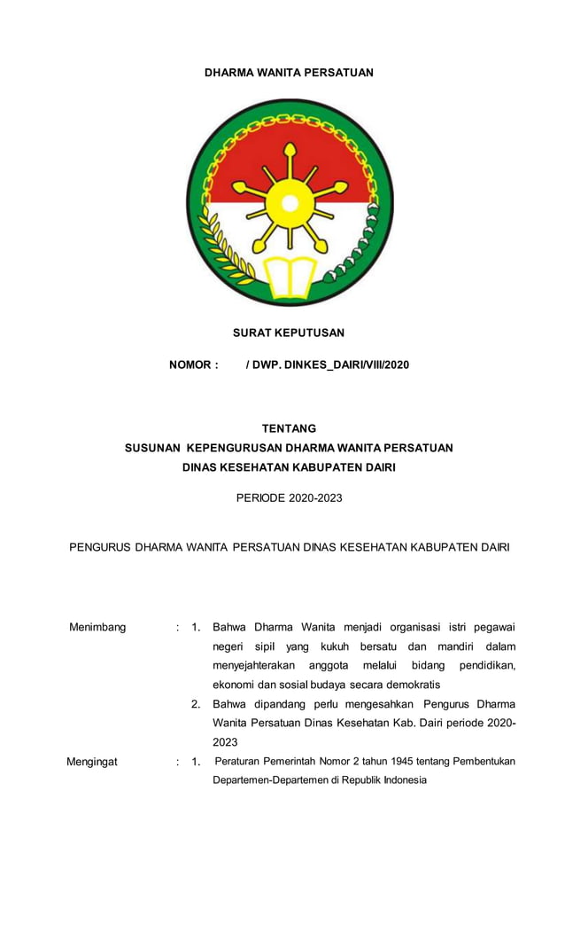 Dharma wanita persatuan dinkes | DOCX