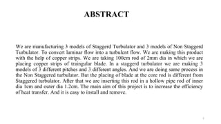 Design And Fabrication of Turbulator for swirl motion flow study Setup ...