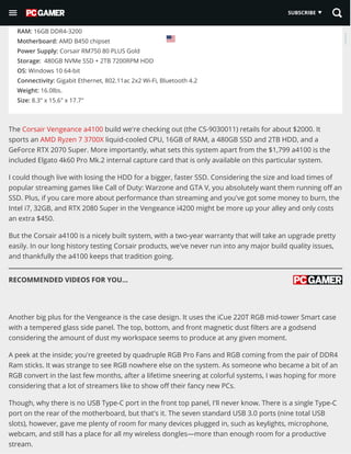 CORSAIR VENGEANCE A4100 GAMING PC REVIEW | PDF