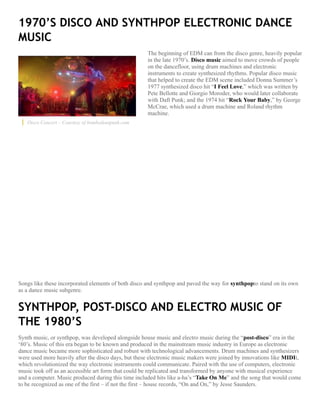 A Brief History of Electric Dance Music (EDM | PDF
