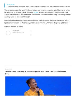 Rihanna Jumps Back to Music With Partynextdoor on Grooving 'Believe It ...