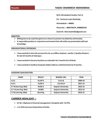 Dharmesh resume | DOCX