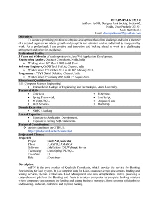 Dharmpal java resume | DOCX