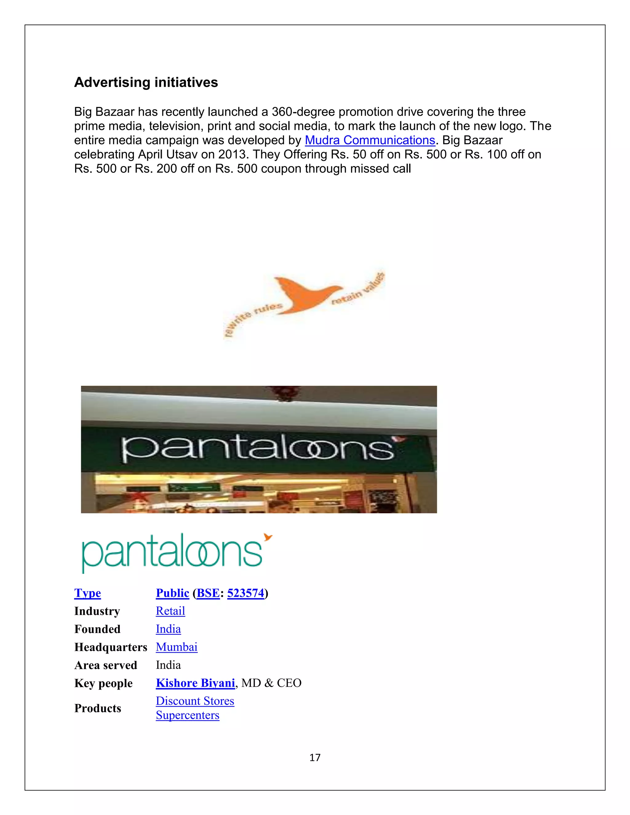 Dharm project big bazaar | DOCX