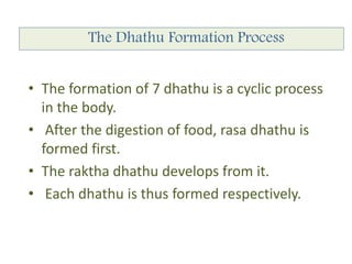 Dhathus and its functions | dr.franklin ayurvedic centre | PPT