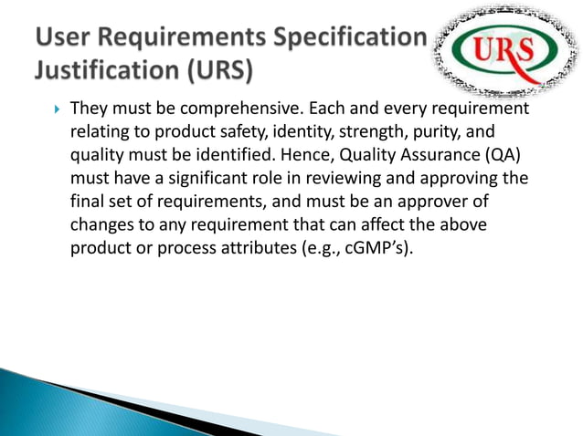 CONCEPT OF URS, DQ, IQ, OQ, PQ | PPTX | Pharmaceutical Industry ...