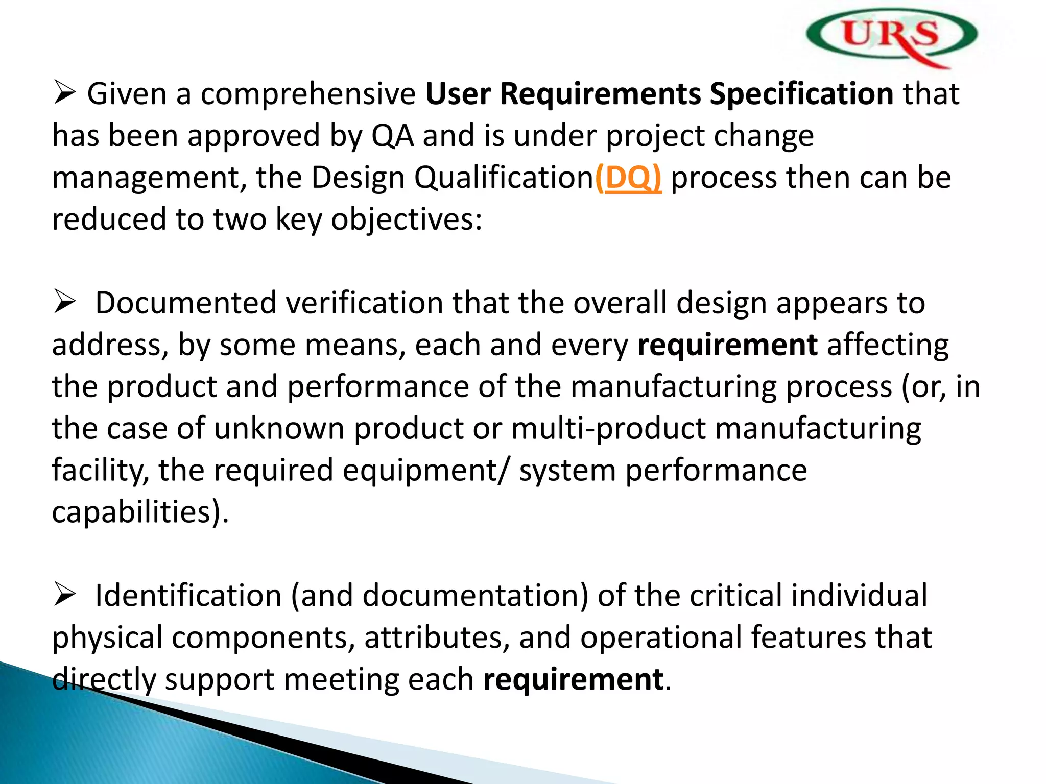 Concept of URS,DQ,IQ,OQ,PQ | PPTX