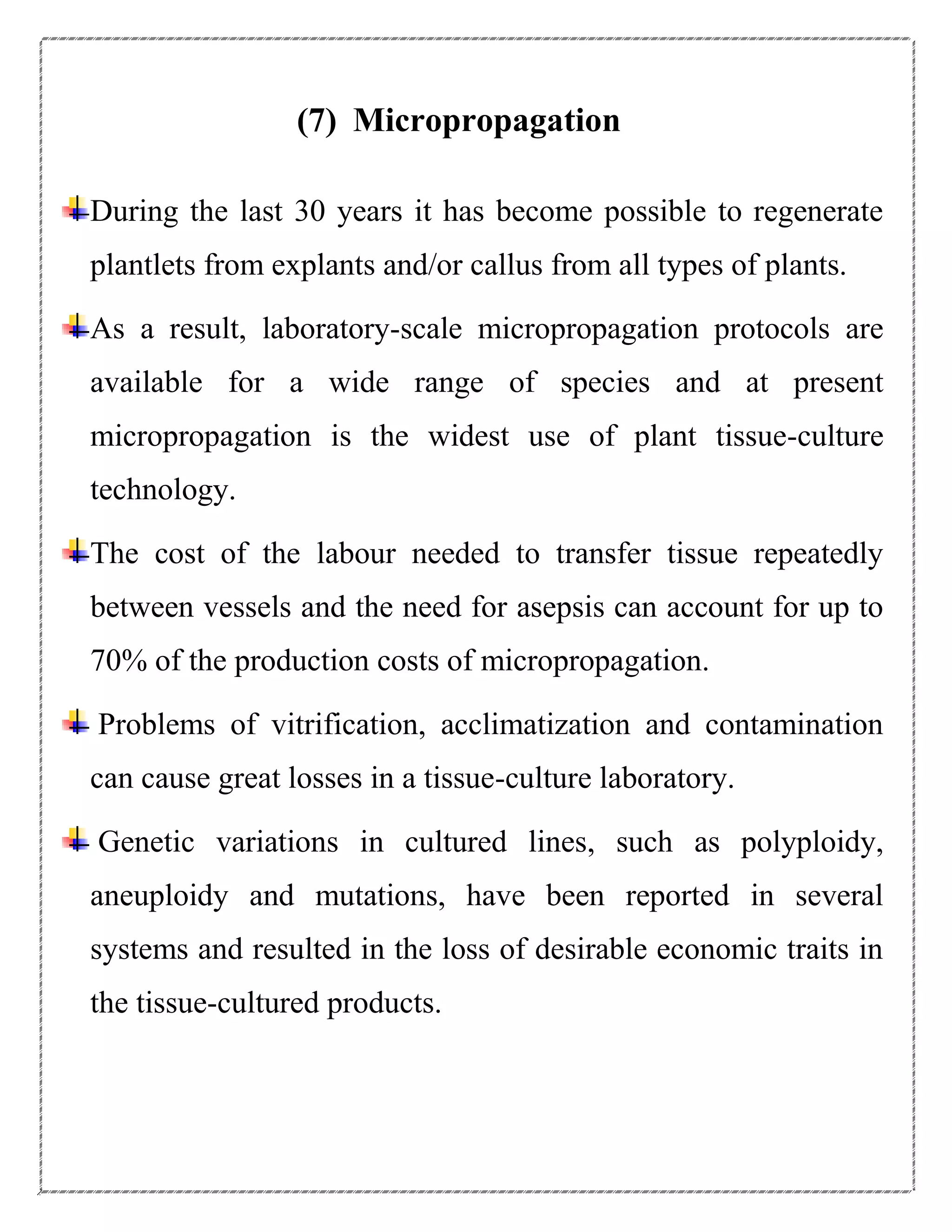 Role of Tissue Culture in Agriculture | PDF