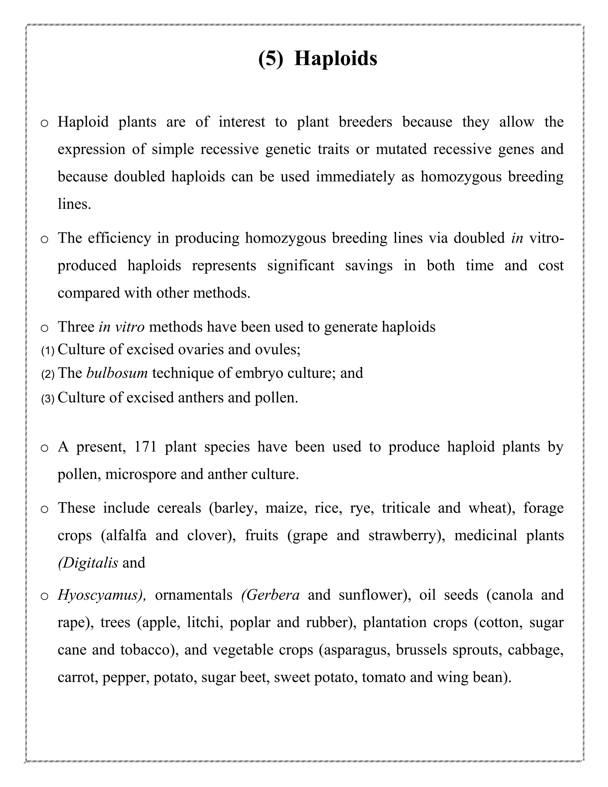 Role of Tissue Culture in Agriculture | PDF