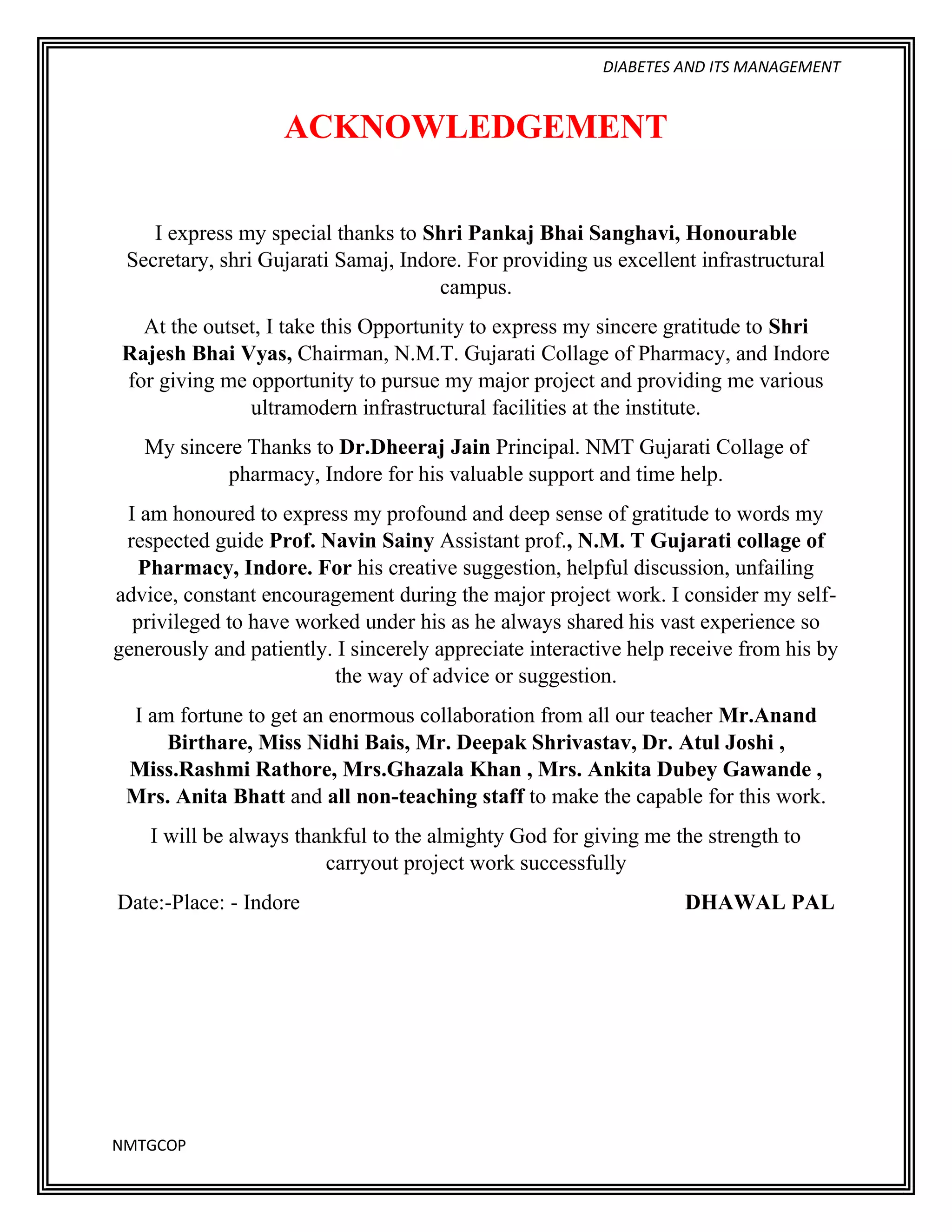 DIABETES AND ITS MANAGEMENT | PDF