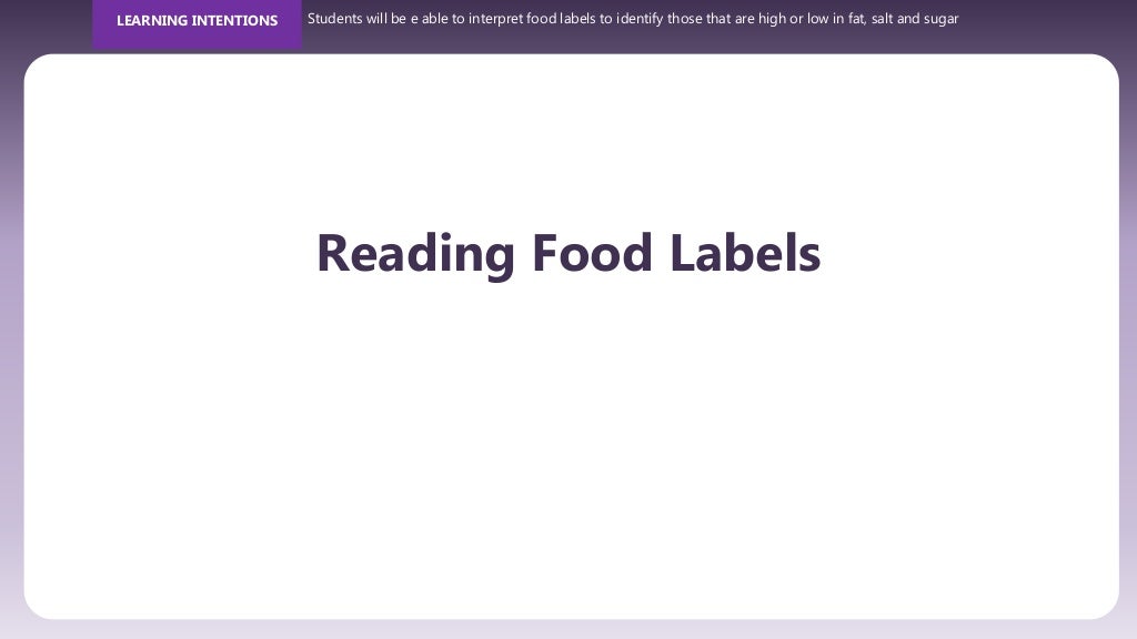 Reading Food Labels | PPTX