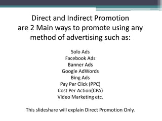 What Is Direct Promotion? | PPTX