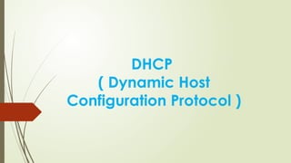Dynamic Host Configuration Protocol (DHCP) is a network protocol that automatically | PPT
