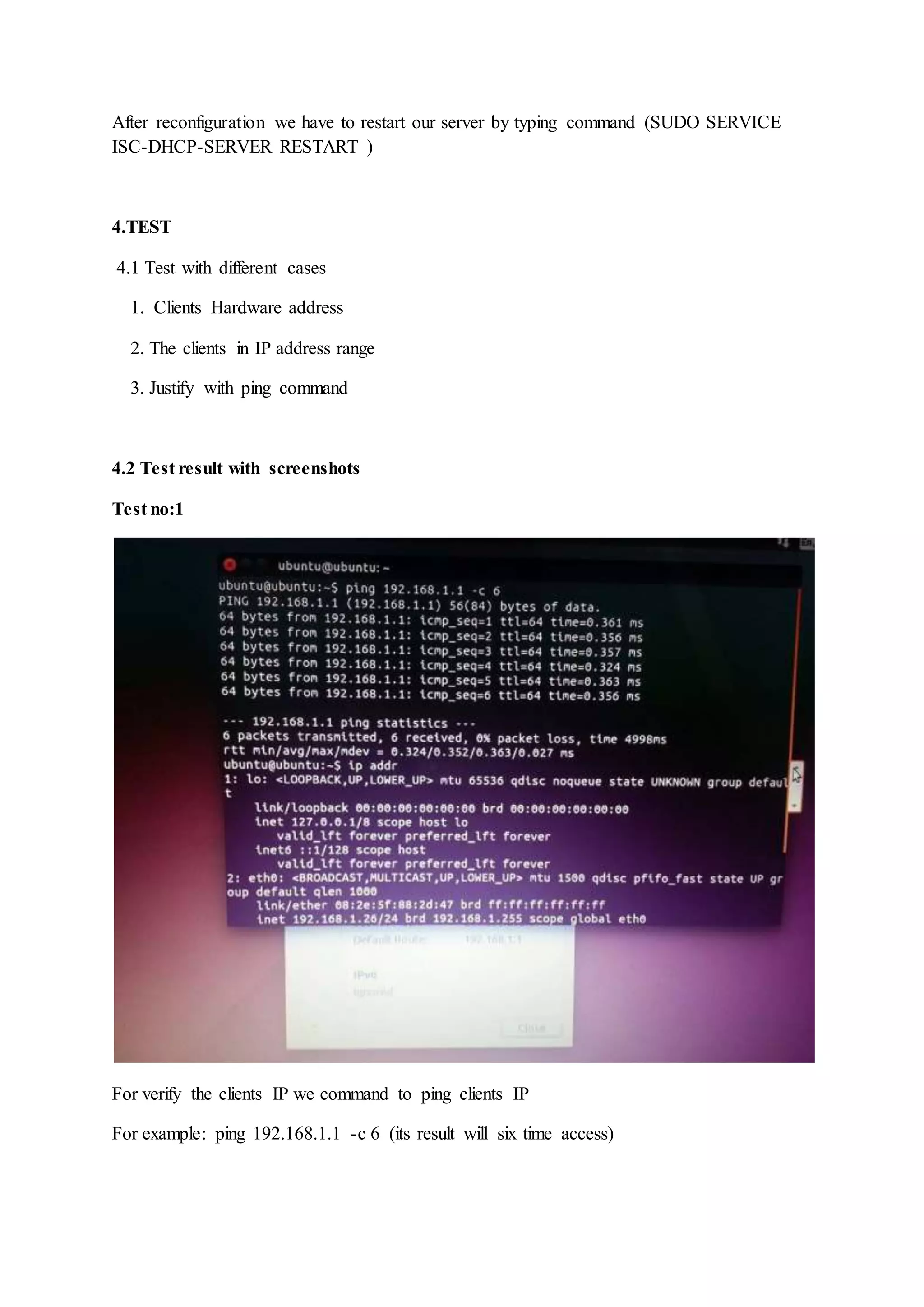 Networking DHCP server Setup Reports | PDF