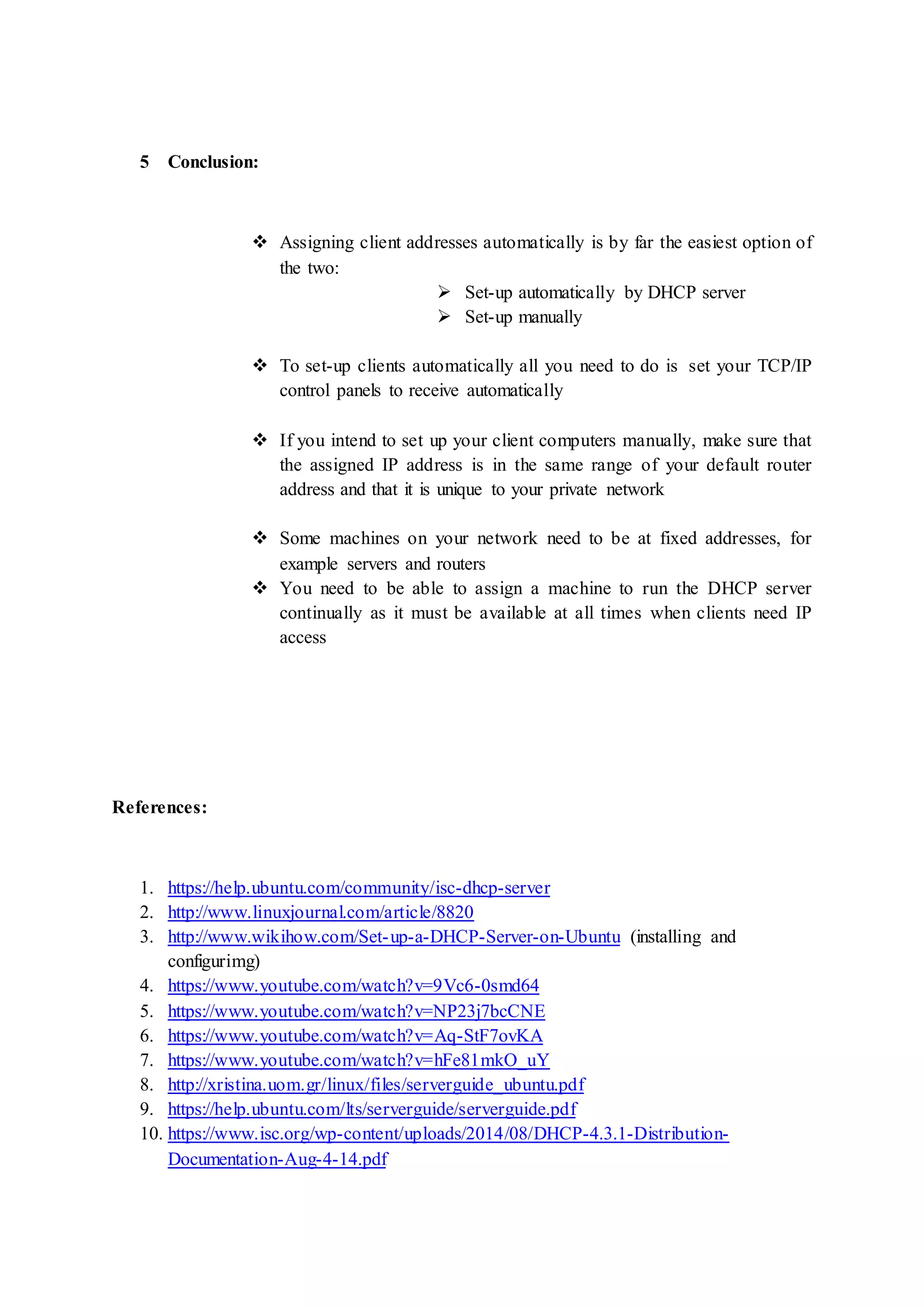 Networking DHCP server Setup Reports | DOCX
