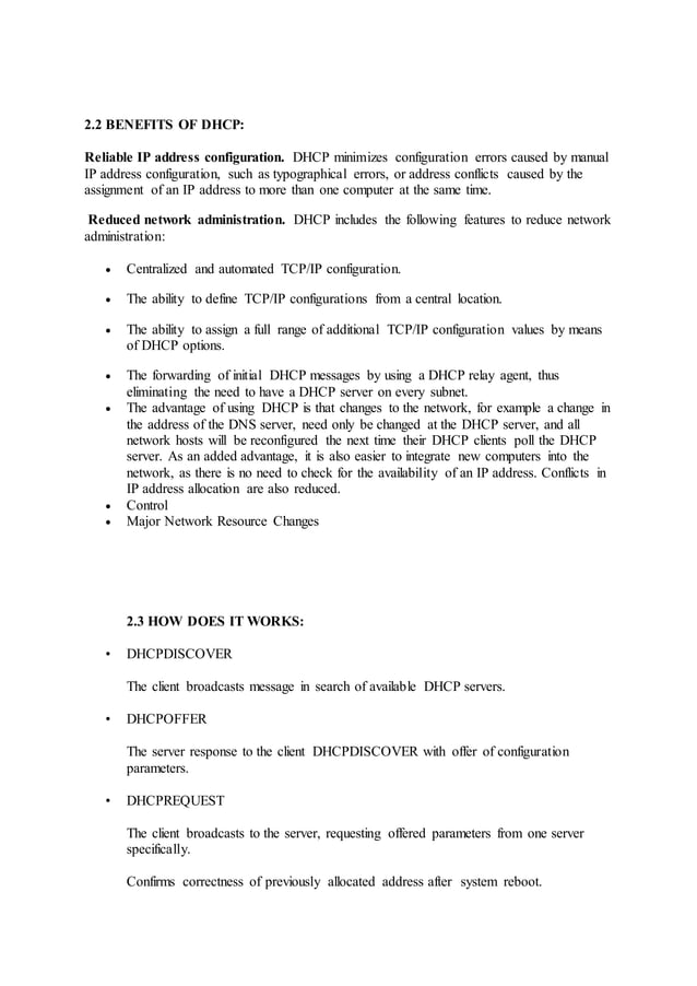 Networking DHCP server Setup Reports | PDF | Free Download