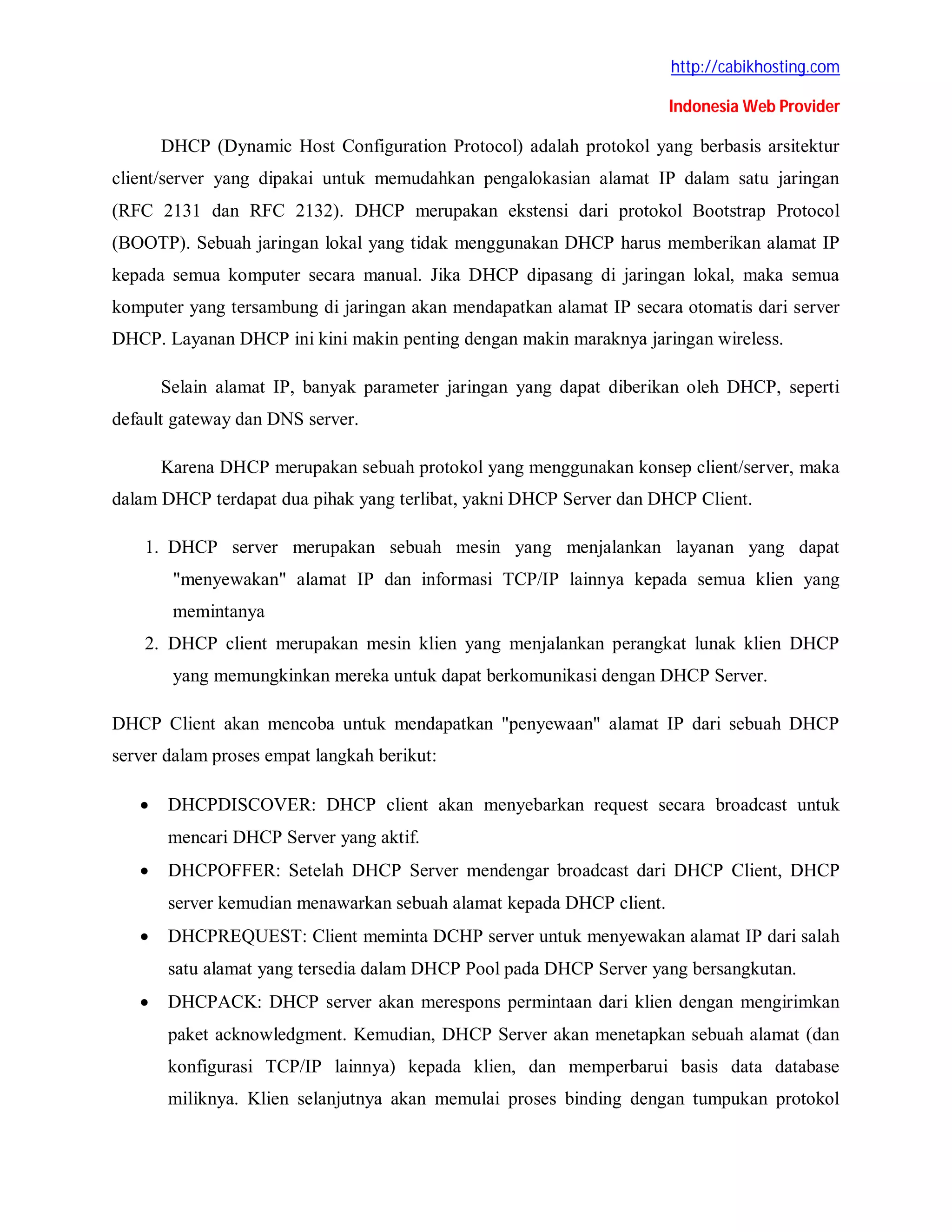 Dhcp server-mikrotik | PDF