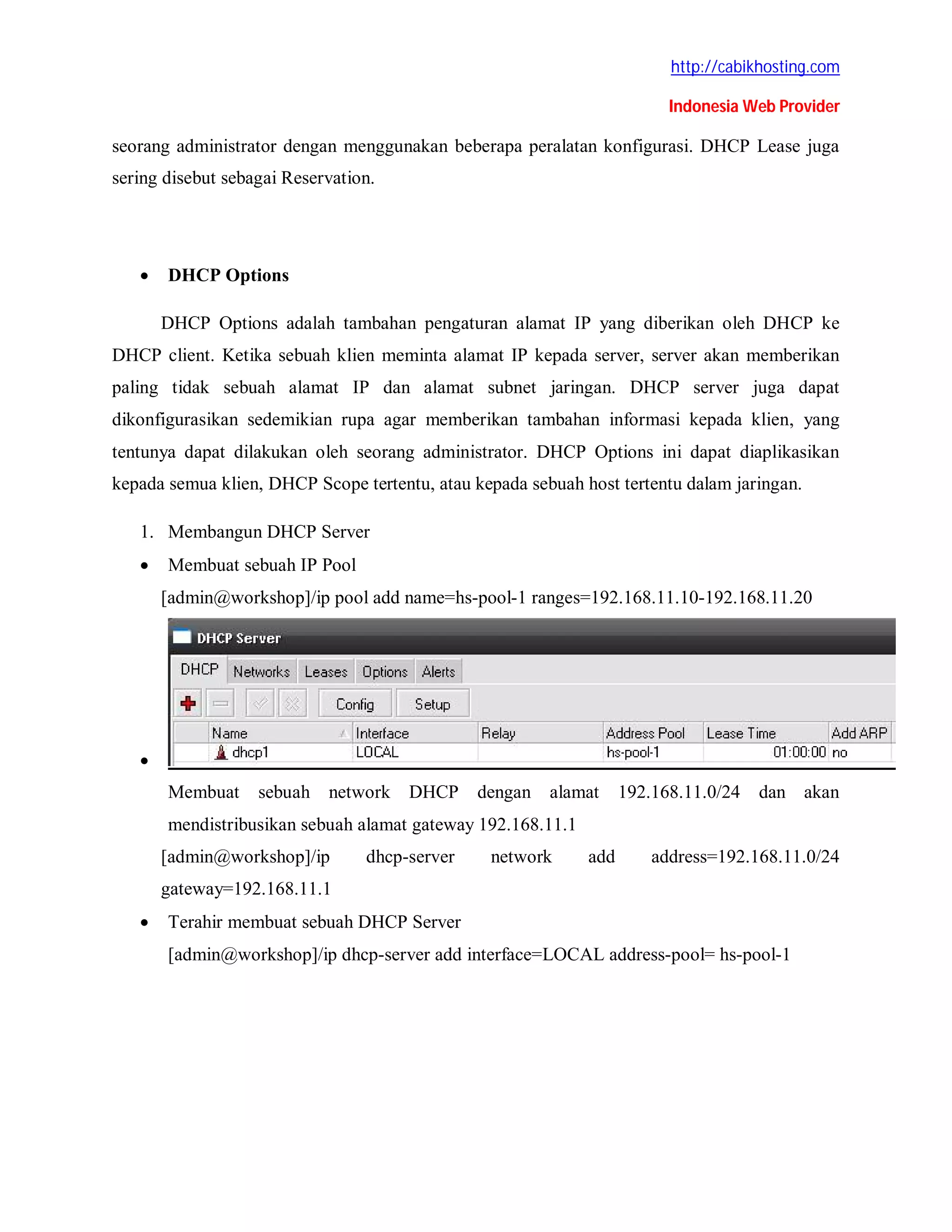 Dhcp server-mikrotik | PDF