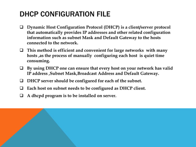 Dhcp Configuration File Pptx Computer Networking Computing