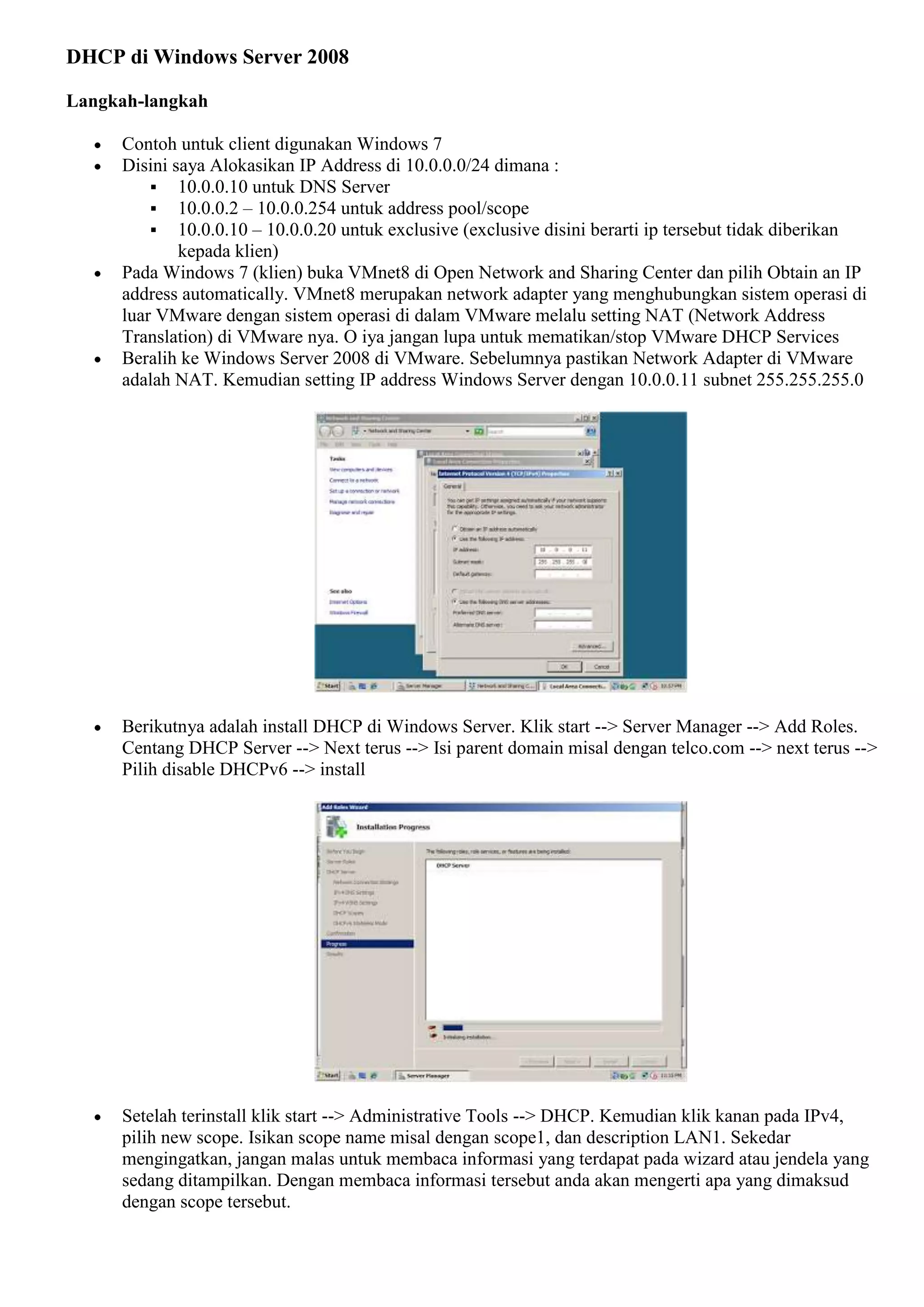 Dhcp di windows server 2008 | PDF
