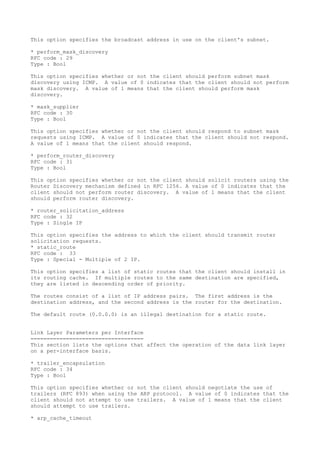 Dhcp options supported | TXT | Computer Networking | Computing