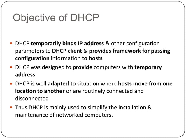 Dhcp ppt | PPTX | Computer Networking | Computing