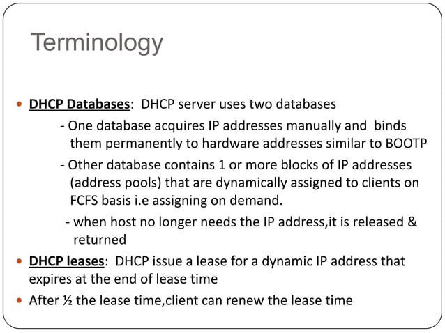 Dhcp ppt | PPTX | Computer Networking | Computing