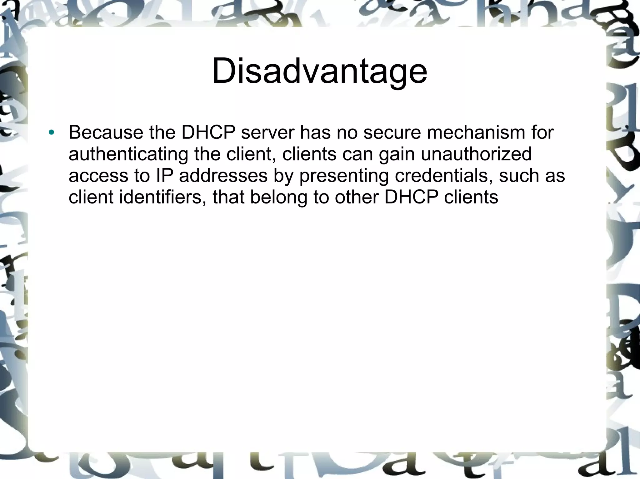 Dhcp presentation | ODP | Computer Networking | Computing