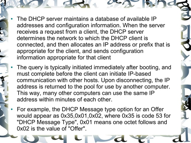 Dhcp presentation | ODP | Computer Networking | Computing