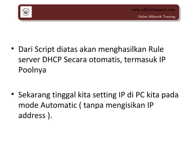 MikroTIK DHCP Server | PPT
