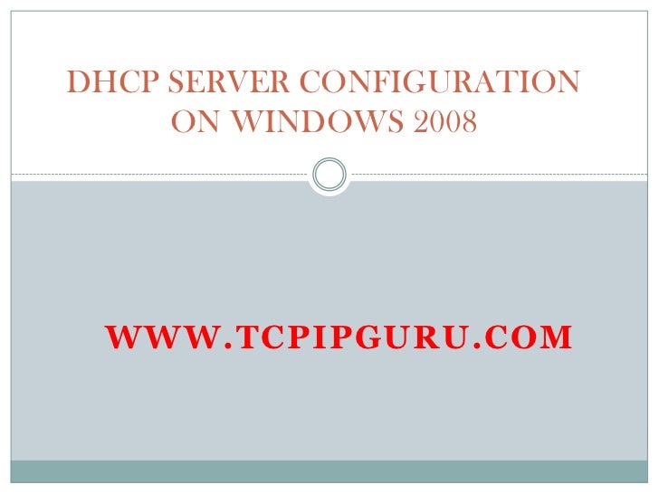 How To Configure Dhcp Server