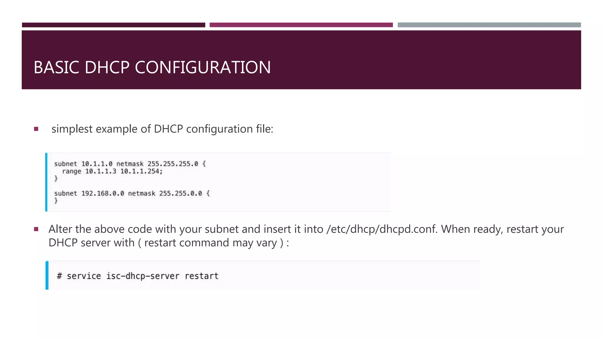 Dhcp Server Configuration Ppt