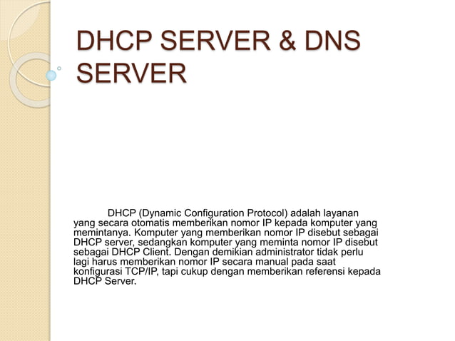 Dhcp server & dns server | PPT