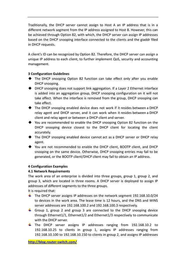 Dhcp snooping option 82 configuration | PDF