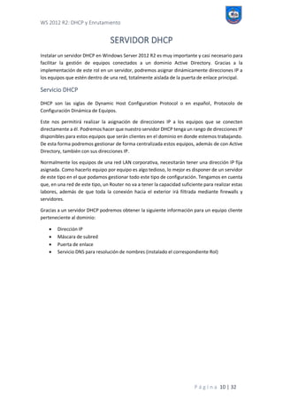 Manual de Instalación y Configuración de Dhcp y Enrutamiento WS2012R2 | PDF