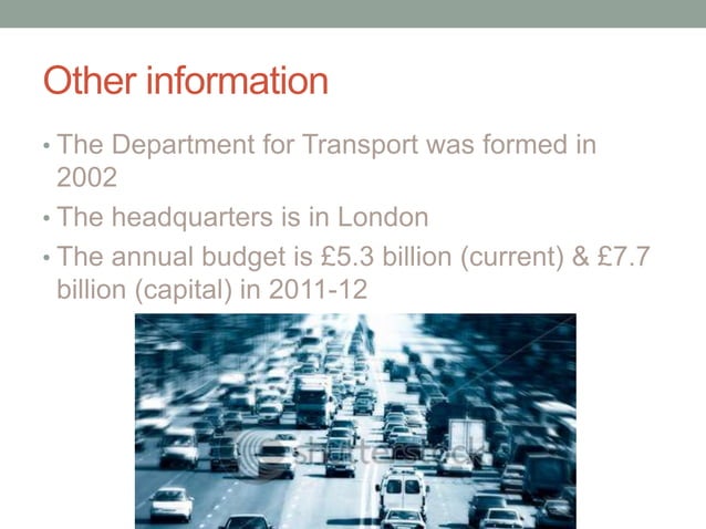 DEPARTMENT FOR TRANSPORT | PPTX | Rail Travel | Travel Type